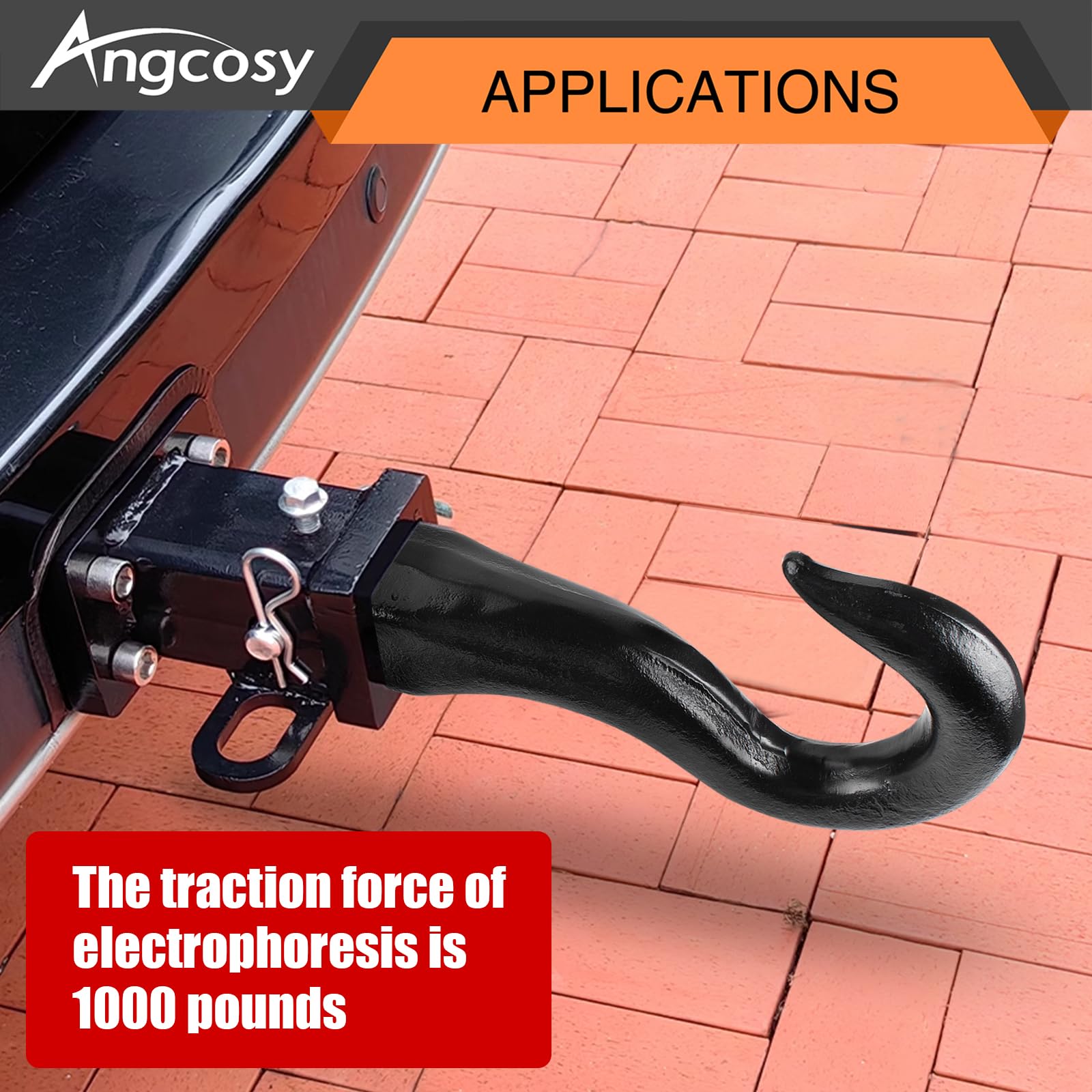 Snapklik.com : Angcosy Heavy-Duty Forged Steel Tow Hook Trailer Hitch Mount