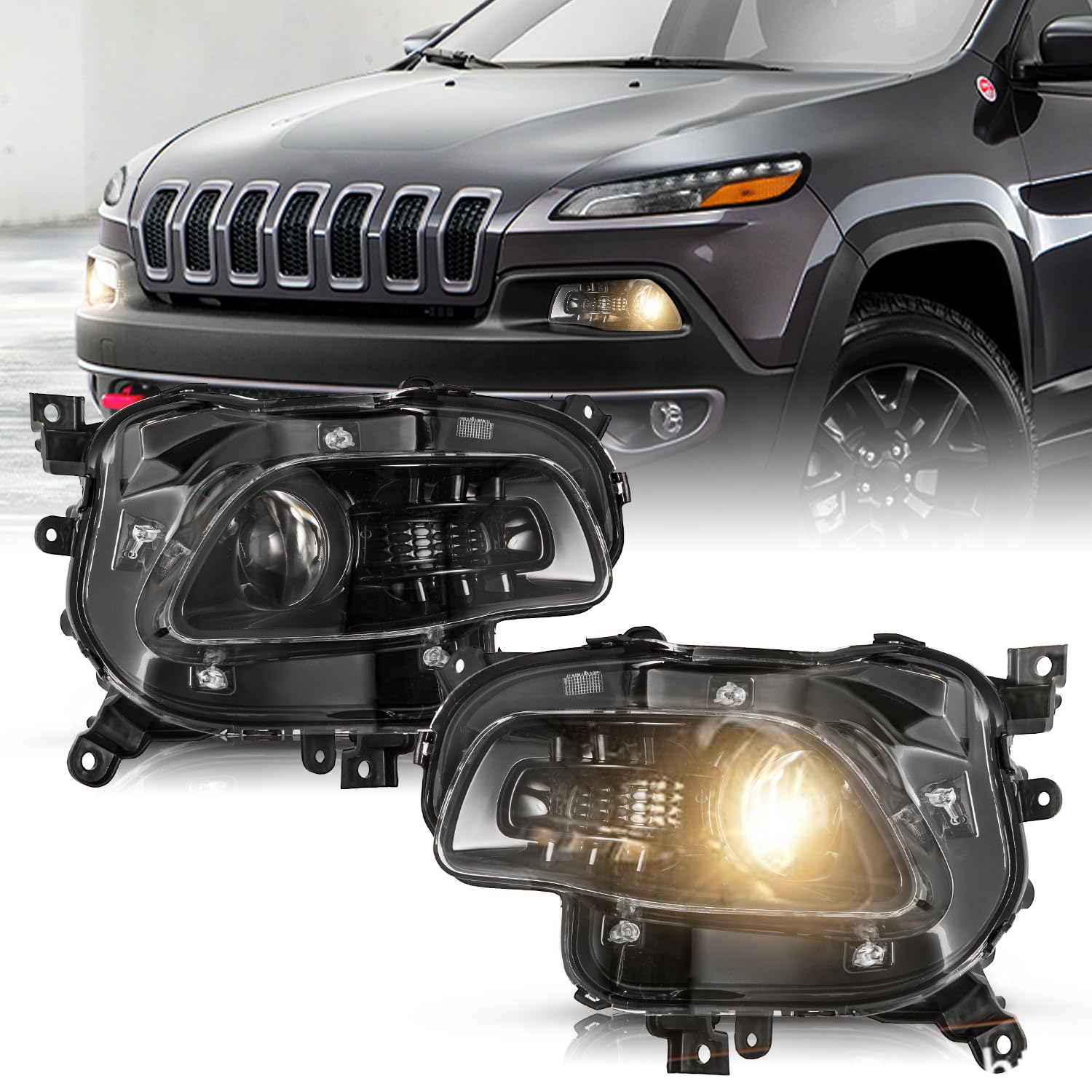 Amazon.com: TUSDAR Headlights Assembly Set for 2014-2018 Jeep Cherokee ...