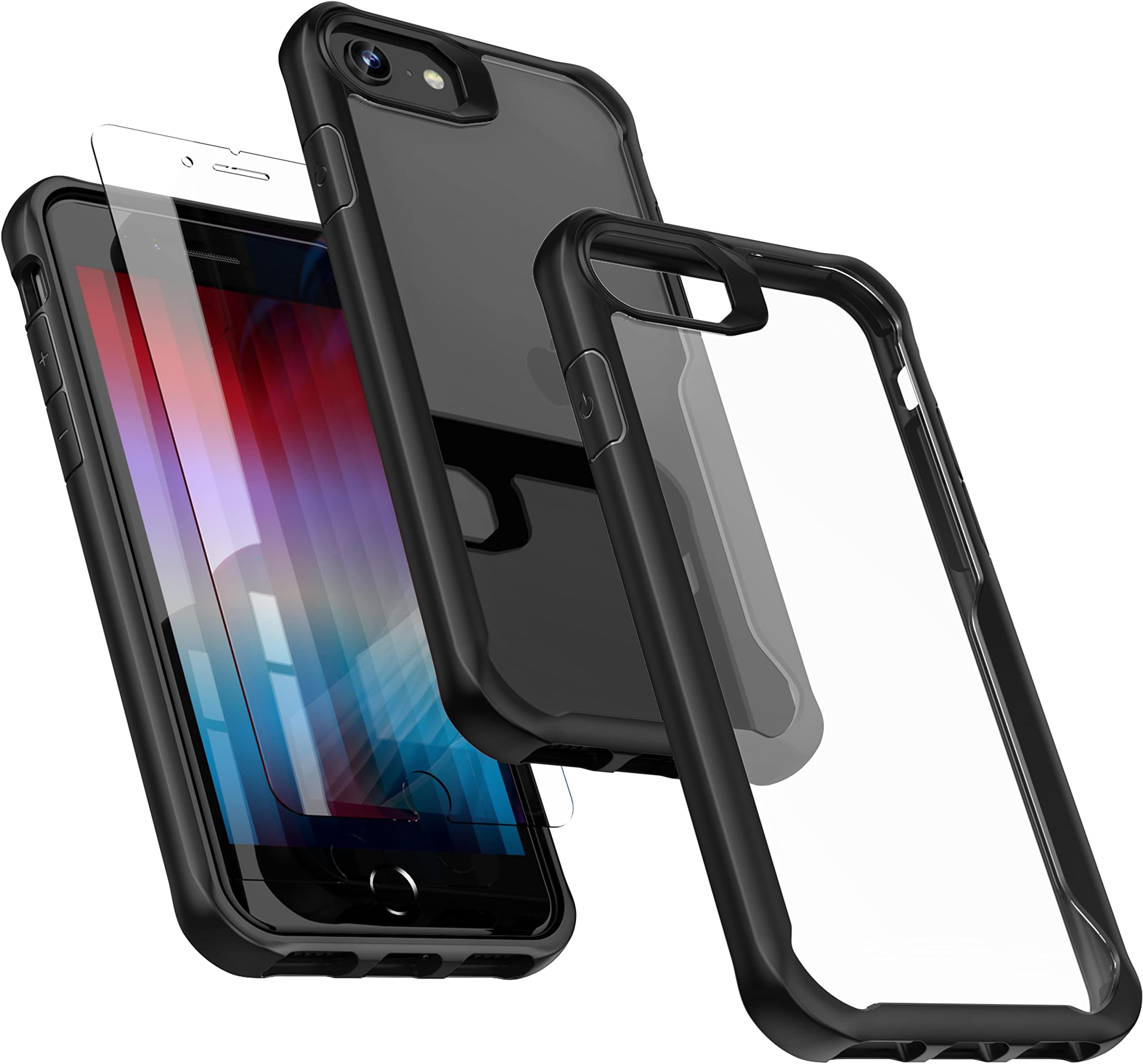 ORETECH Coque Compatible avec iPhone SE 2022 5G avec 2 Verre Trempé,Souple Silicone Bumper Dos ...