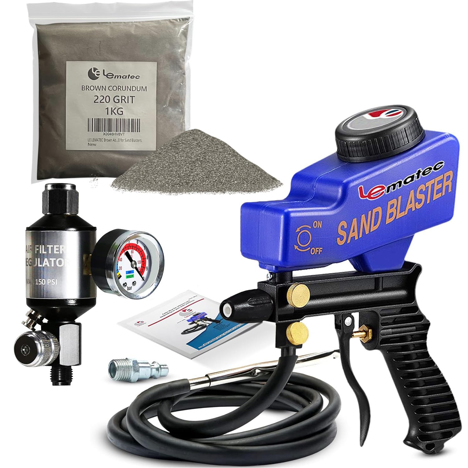 LE LEMATEC Sandblasting Kit: Portable Sandblaster, Air Compressor ...