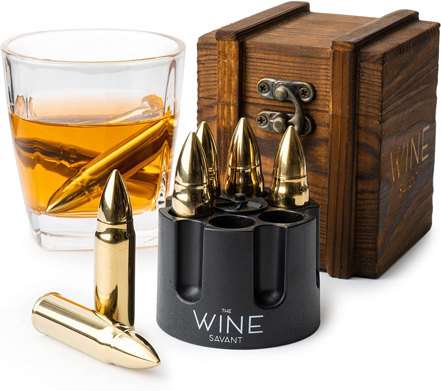 Buy Whiskey Stones Bullets Stainless Steel with Wooden Gift Box - 1 ...