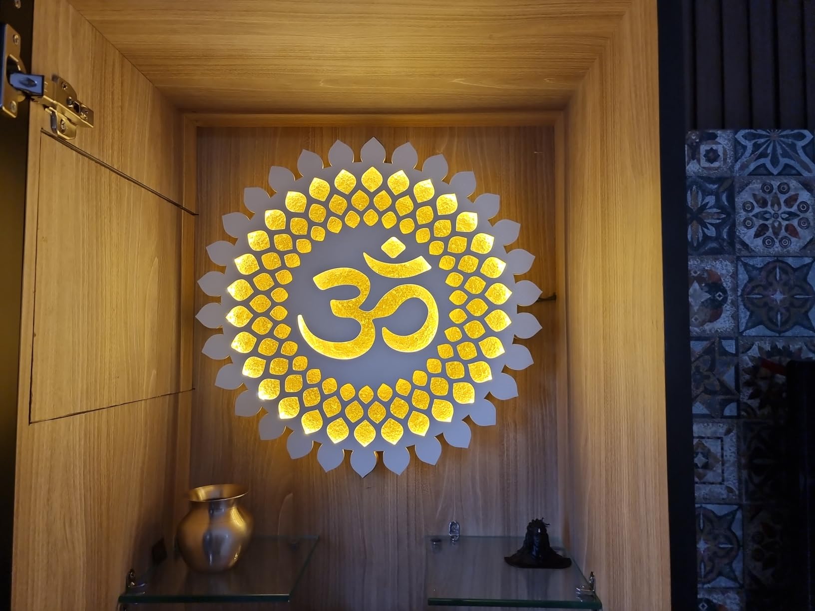 OM Mandala Creation OM Mandala Wall Lit LED Light Wall Decor A well ...