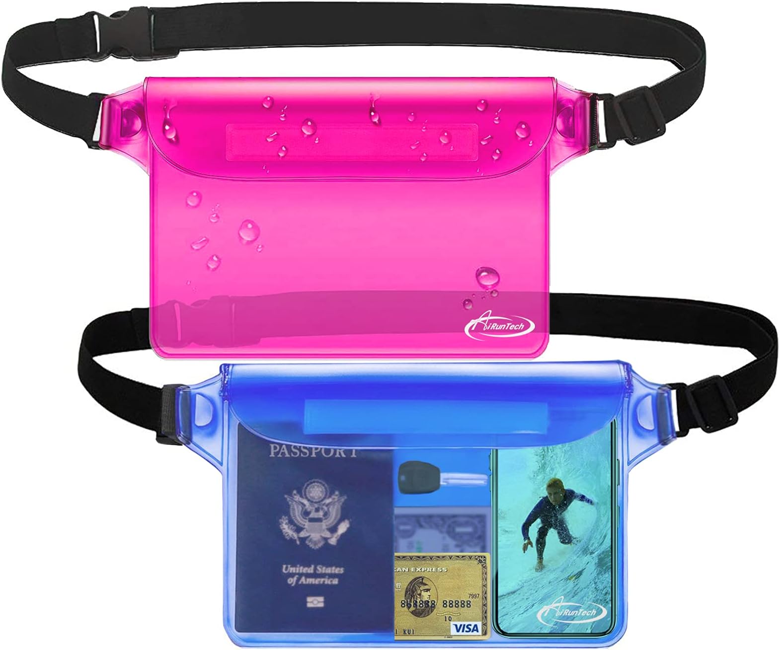 Amazon.com: AiRunTech Waterproof Pouch with Waist Strap (2 Pack ...