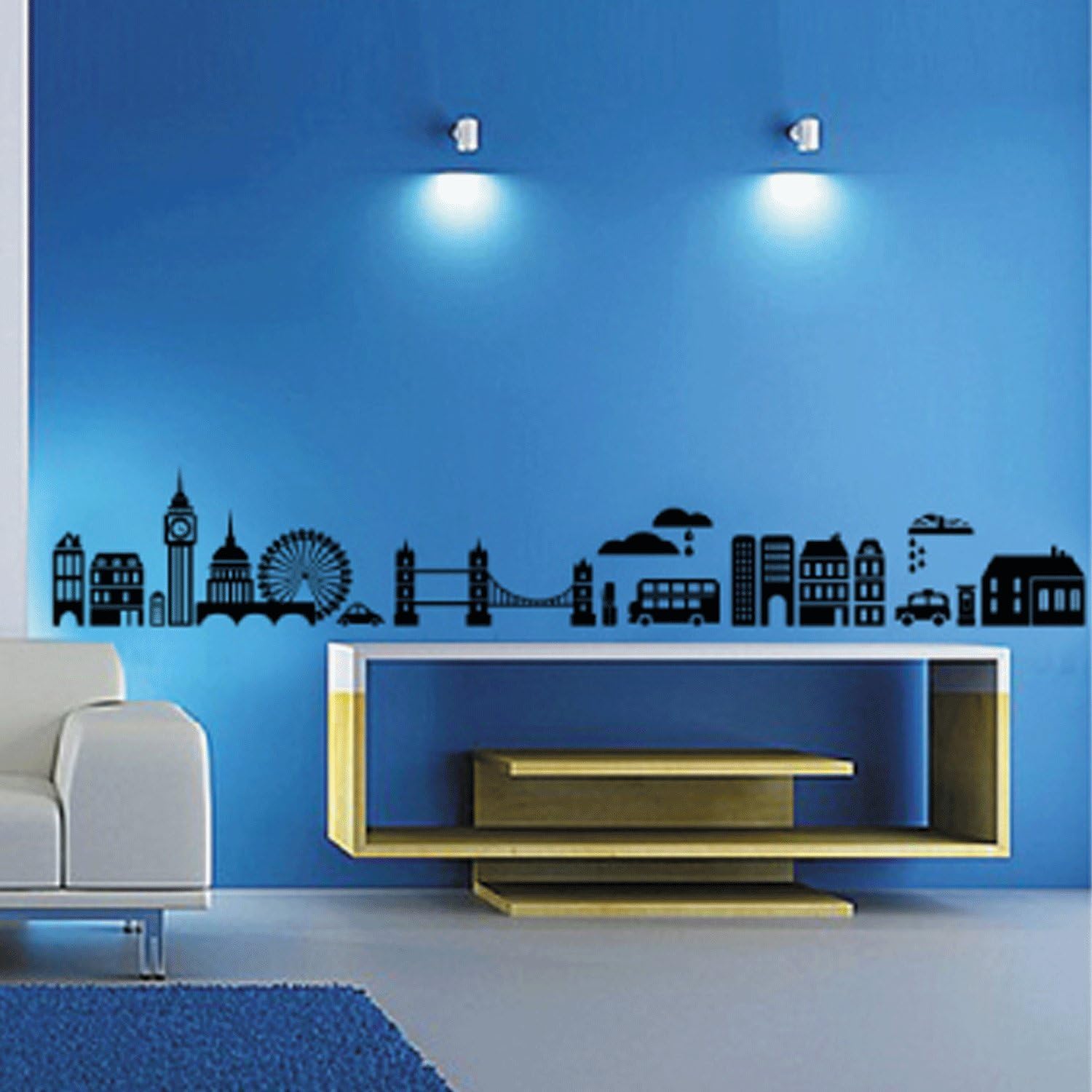 City Skyline Silhouette Wall Art Decal : Amazon.co.uk: DIY & Tools
