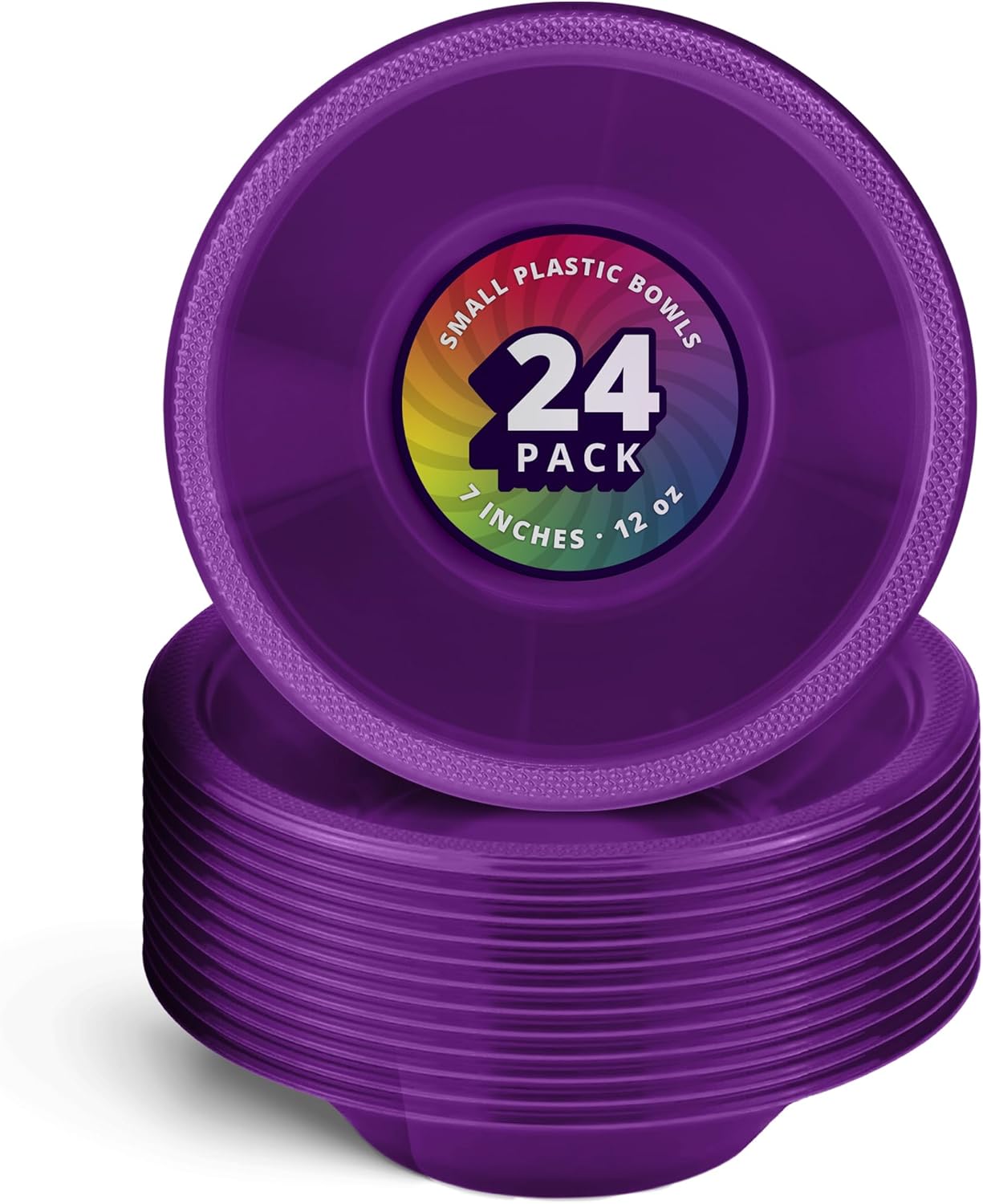 Amazon.com | DecorRack 24 Small Plastic Bowls, 7 inch Disposable 12 oz ...