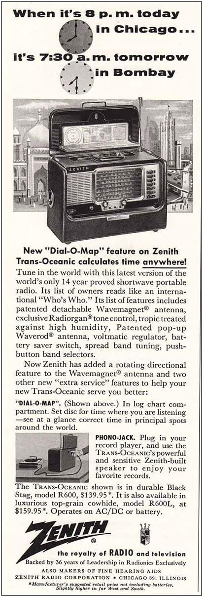 Amazon.com: RelicPaper 1955 Zenith Trans-Oceanic Radio: Dial-O-Map ...