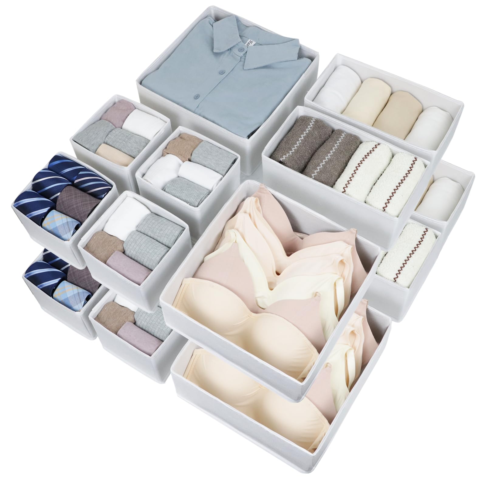 Amazon.com: Fordonral 16 Pcs Drawer Organizer,Fabric Closet Organizer ...