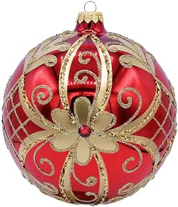 VITBIS Glass Ball Hand-Painted Unique Christmas Decoration Diameter 15 ...