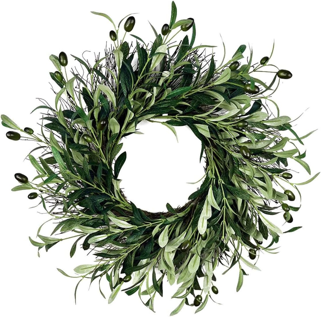 Amazon.com: Artificial Olive Wreath for Front Door 18 Inch Olive Branch ...