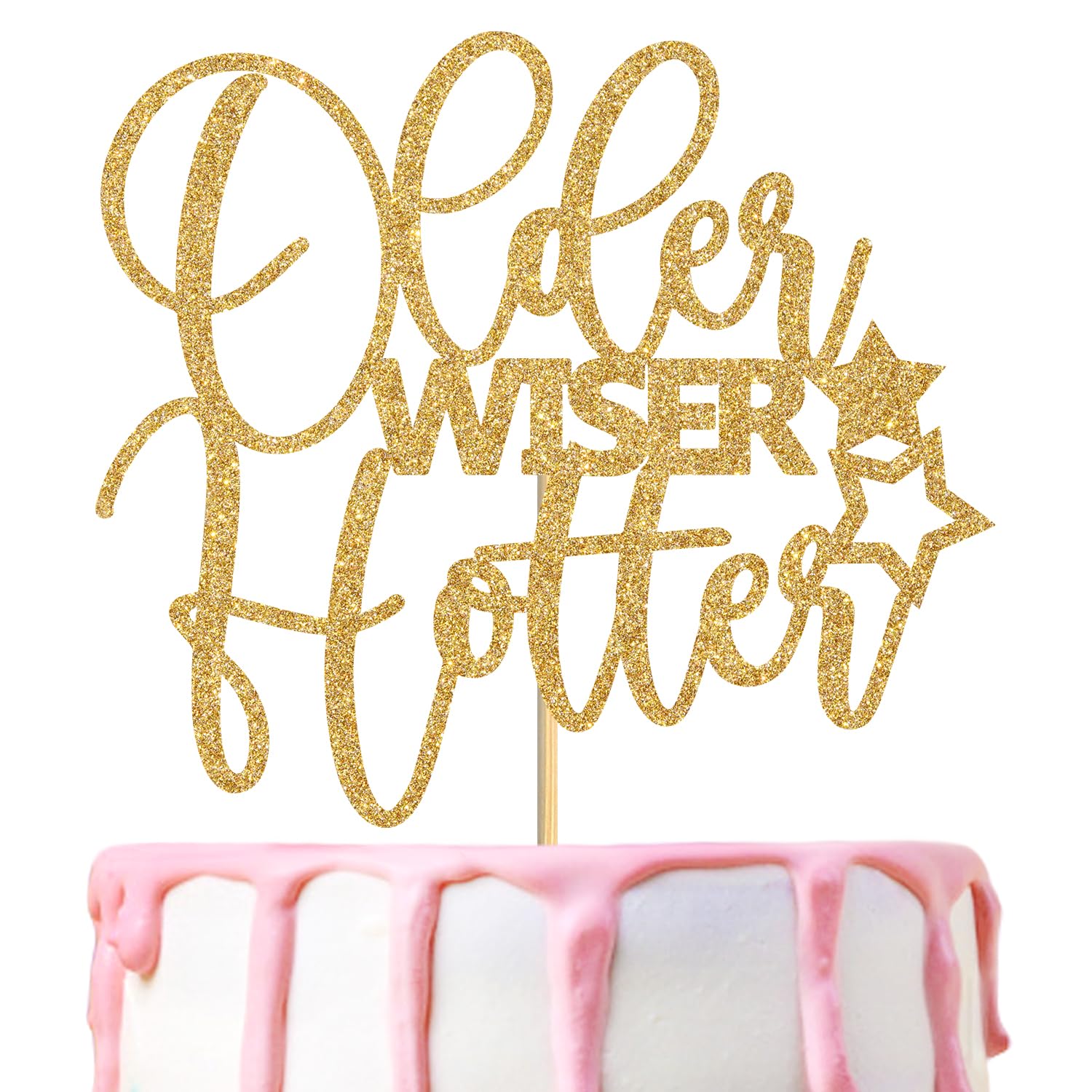 Amazon.com: Older Wiser Hotter Birthday Cake topper for Women Men 30th ...