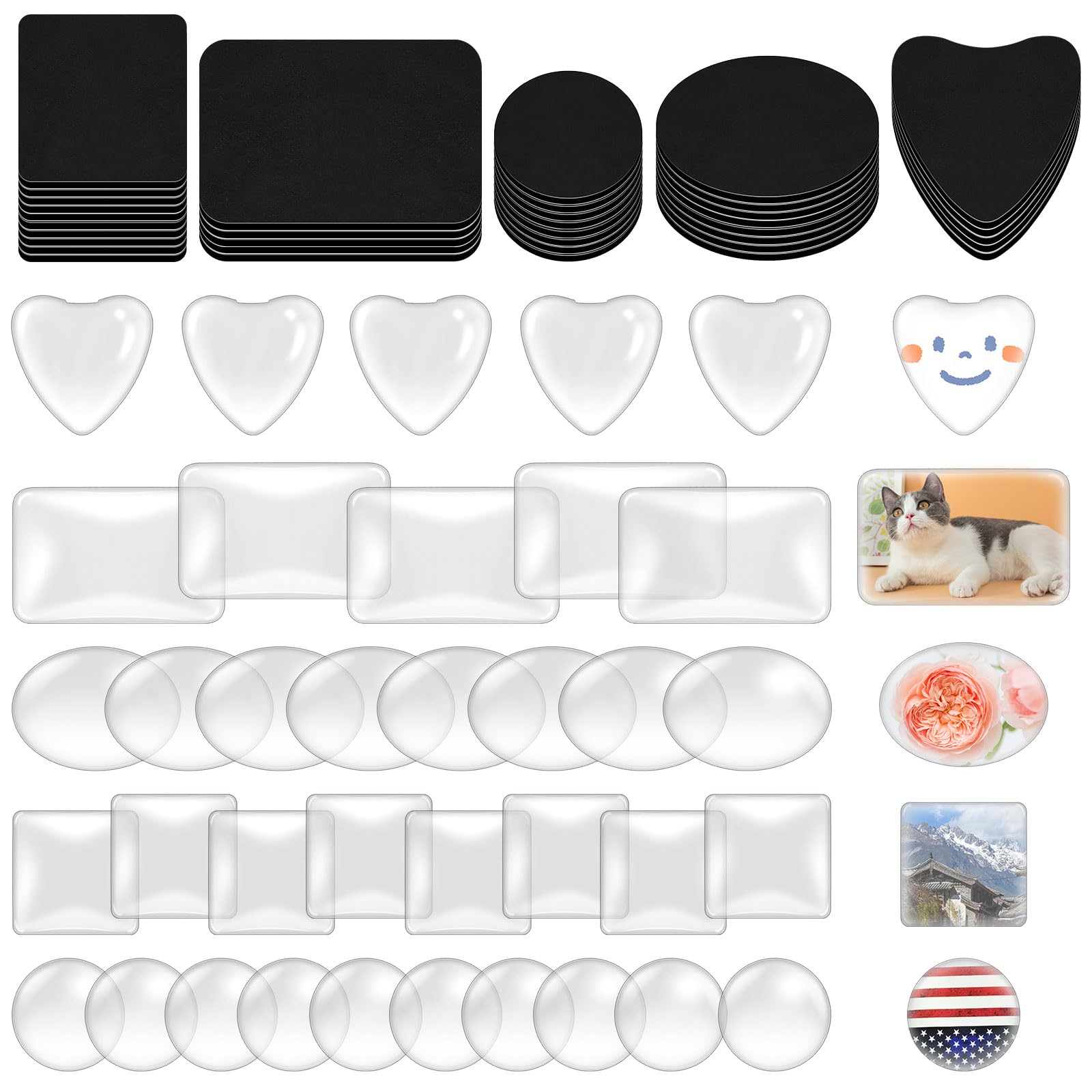 Amazon.com: Glarks 72pcs Fridge Magnets Craft Set Round/Oval/Square ...