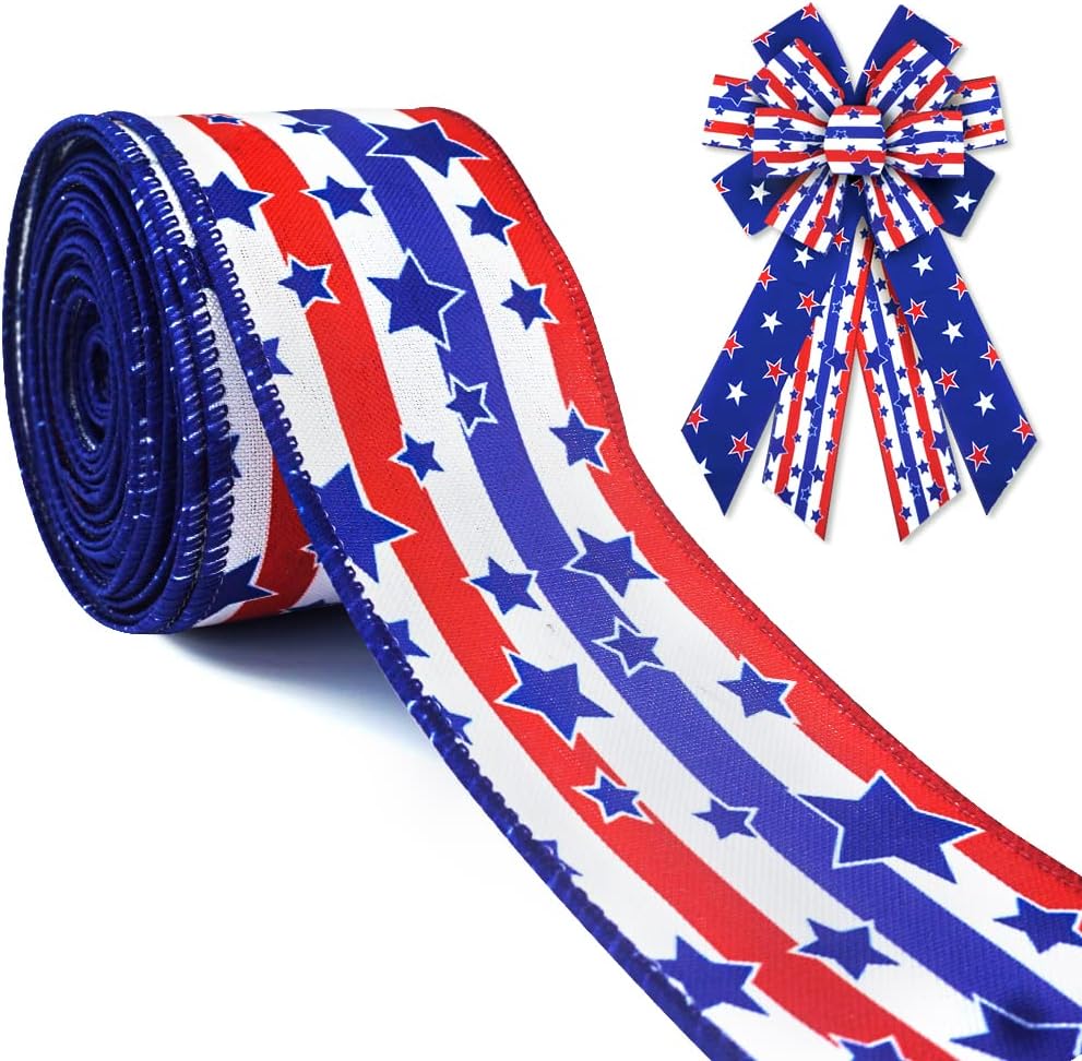Amazon.com: Threetols 12 Rolls Patriotic 4th of July Ribbons, 3/8 ...