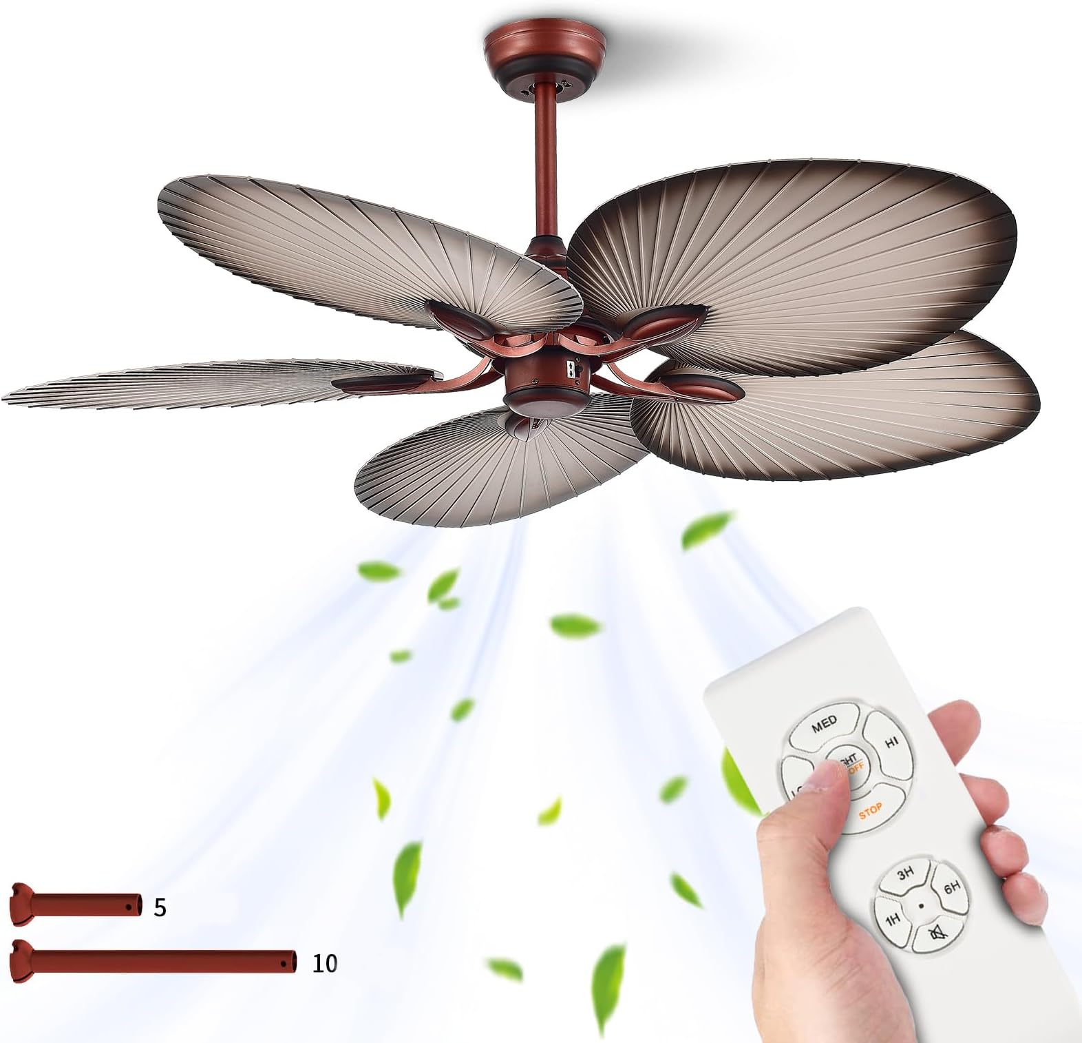 Amazon.com: Gulf Coast Fans Palm Breeze II Tropical Palm Ceiling Fan in ...