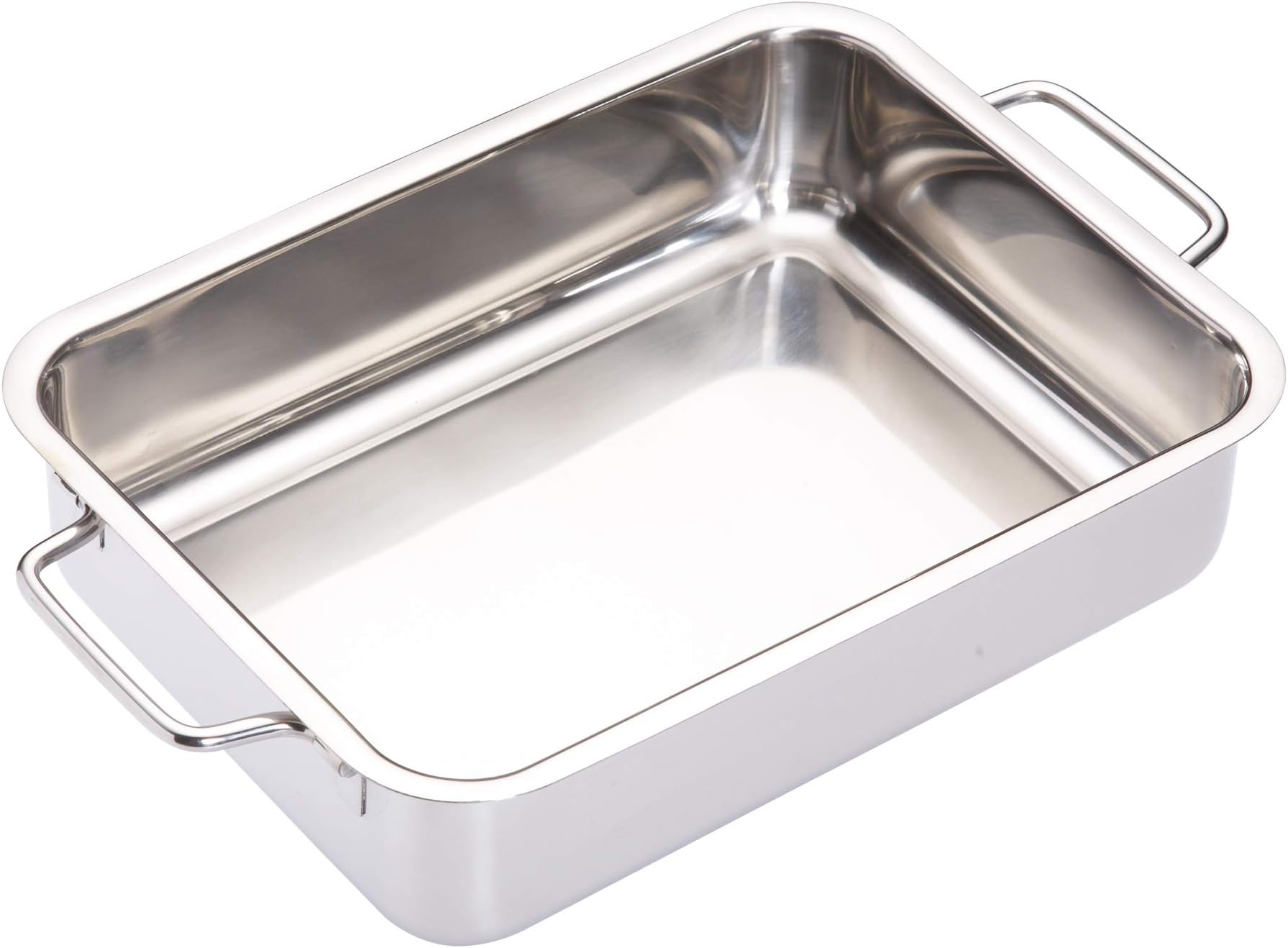 MasterClass Deep Stainless Steel Roasting Tin with Folding Handles and ...