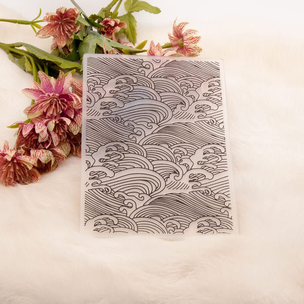 Embossing Folders Arbuya Waves Embossing Folder - 5.9"x5.9" Plastic ...