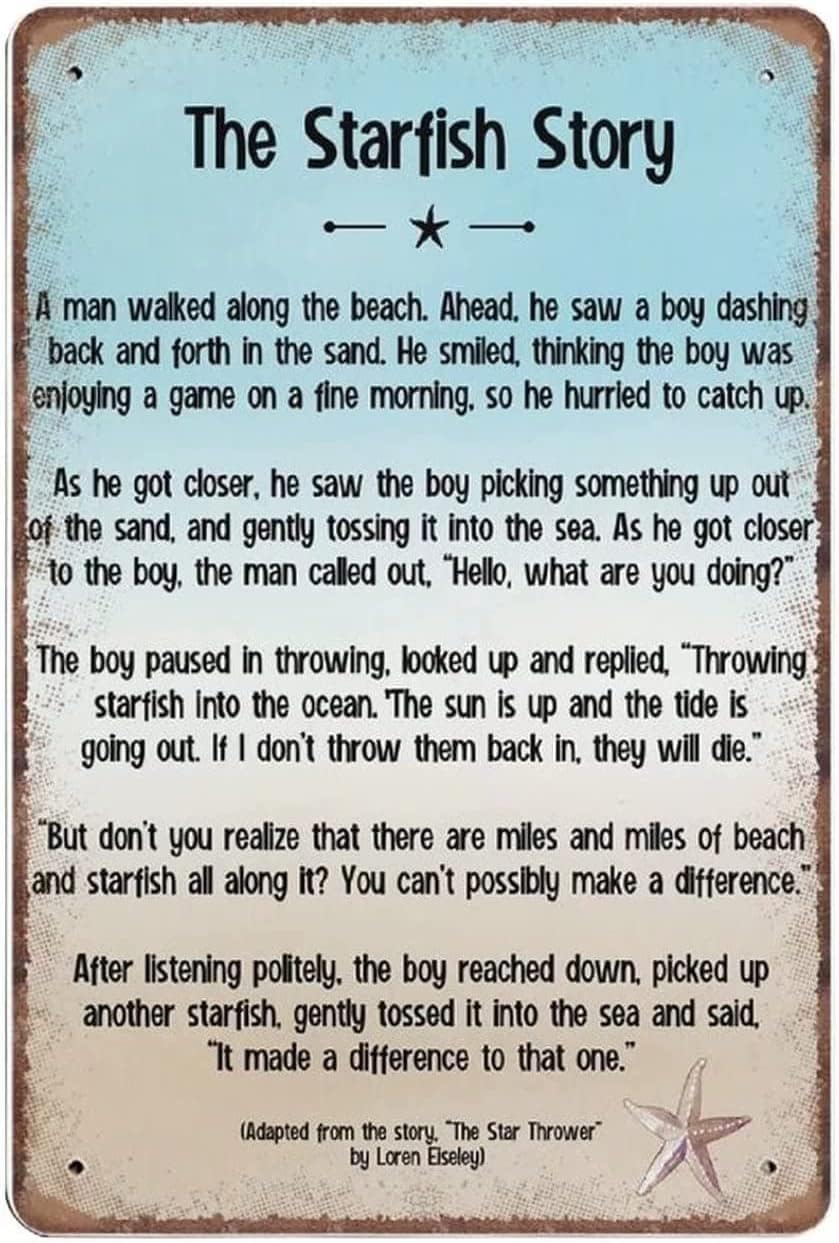Amazon.com: Metal Poster Plaque The Starfish Story, Beach Tin Signs ...