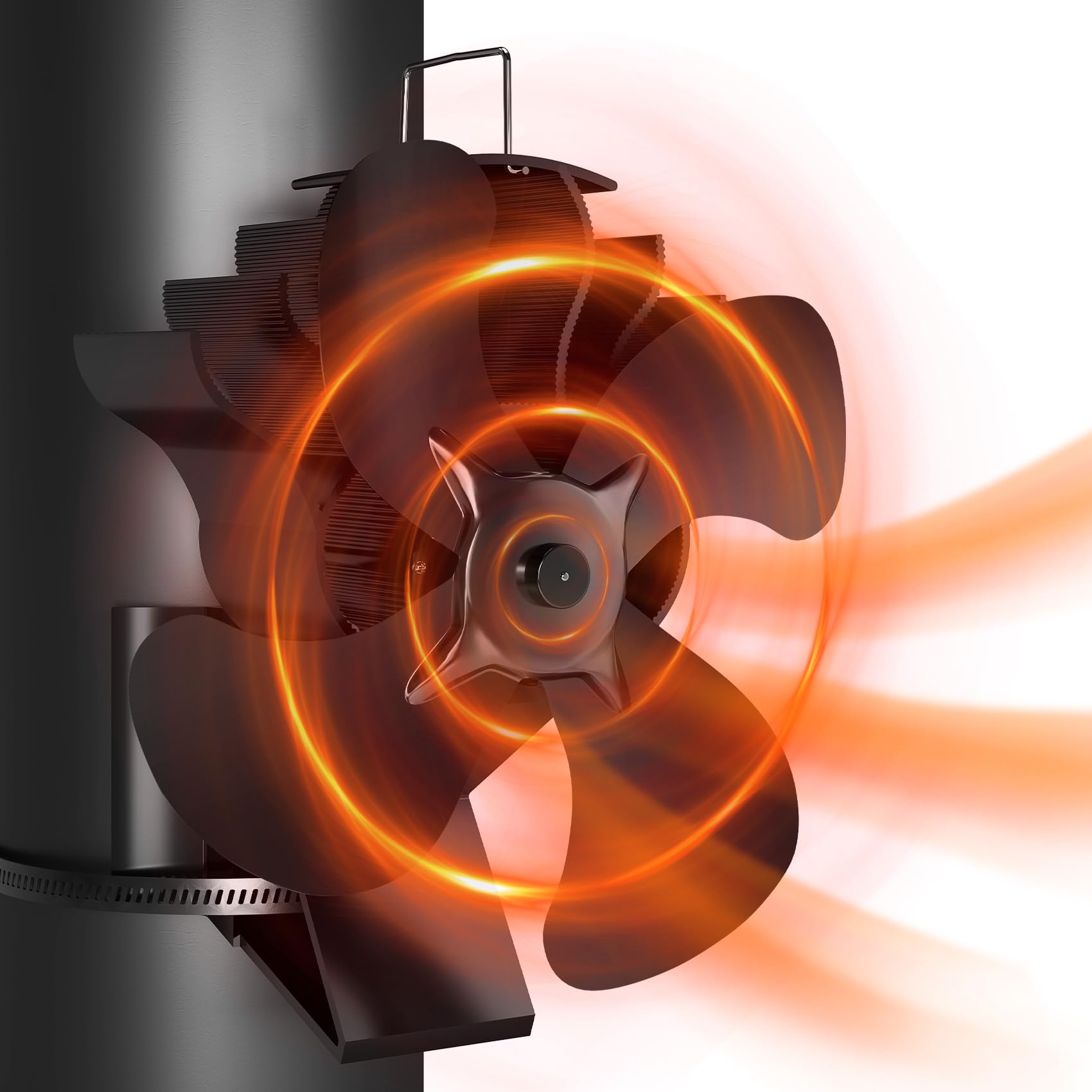 TCFUNDY Wood Stove Fan Heat Powered, Magnetically Flue Pipe Mounted ...