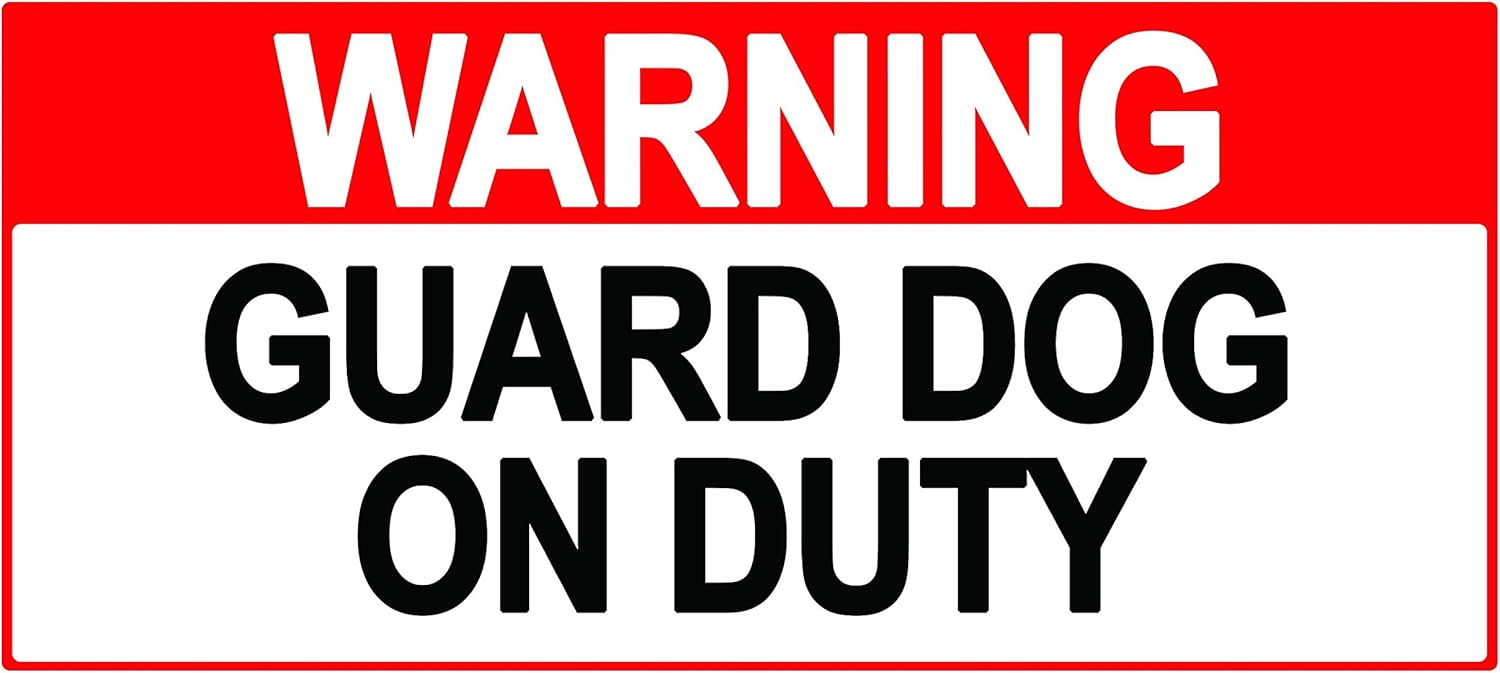 2 x - Warning Guard Dog on Duty - Sign Sticker Label Removable Self ...