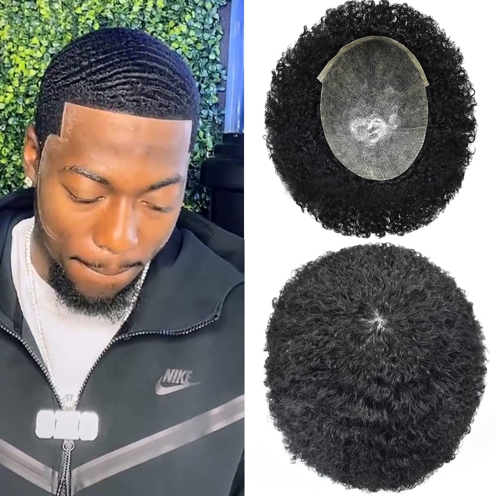Amazon.com : Afro Toupee For Black Men Man Weave Hair Unit Black Men ...