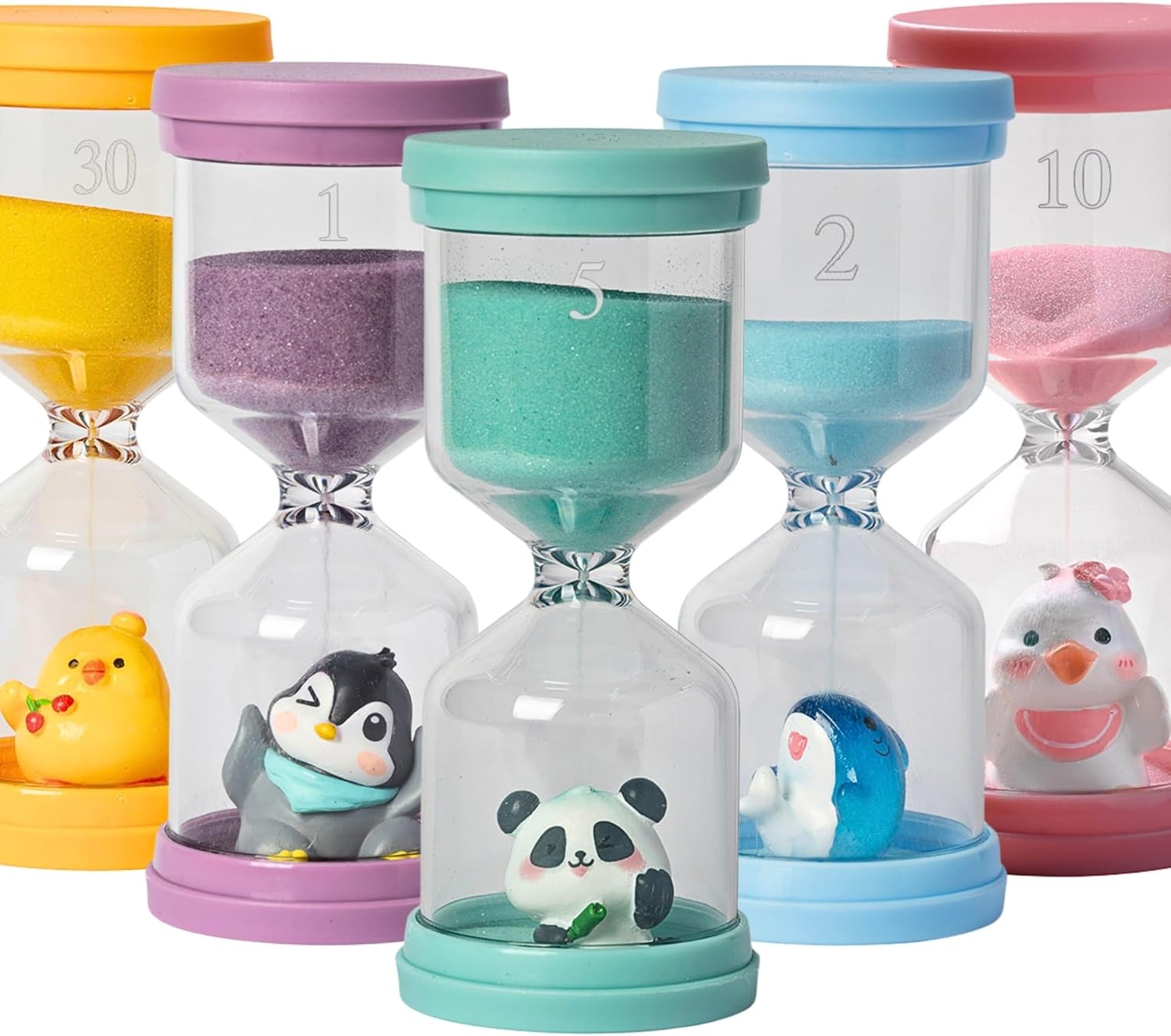 Amazon.com: 5 Pcs Colourful Plastic Hourglass with Different Animals ...