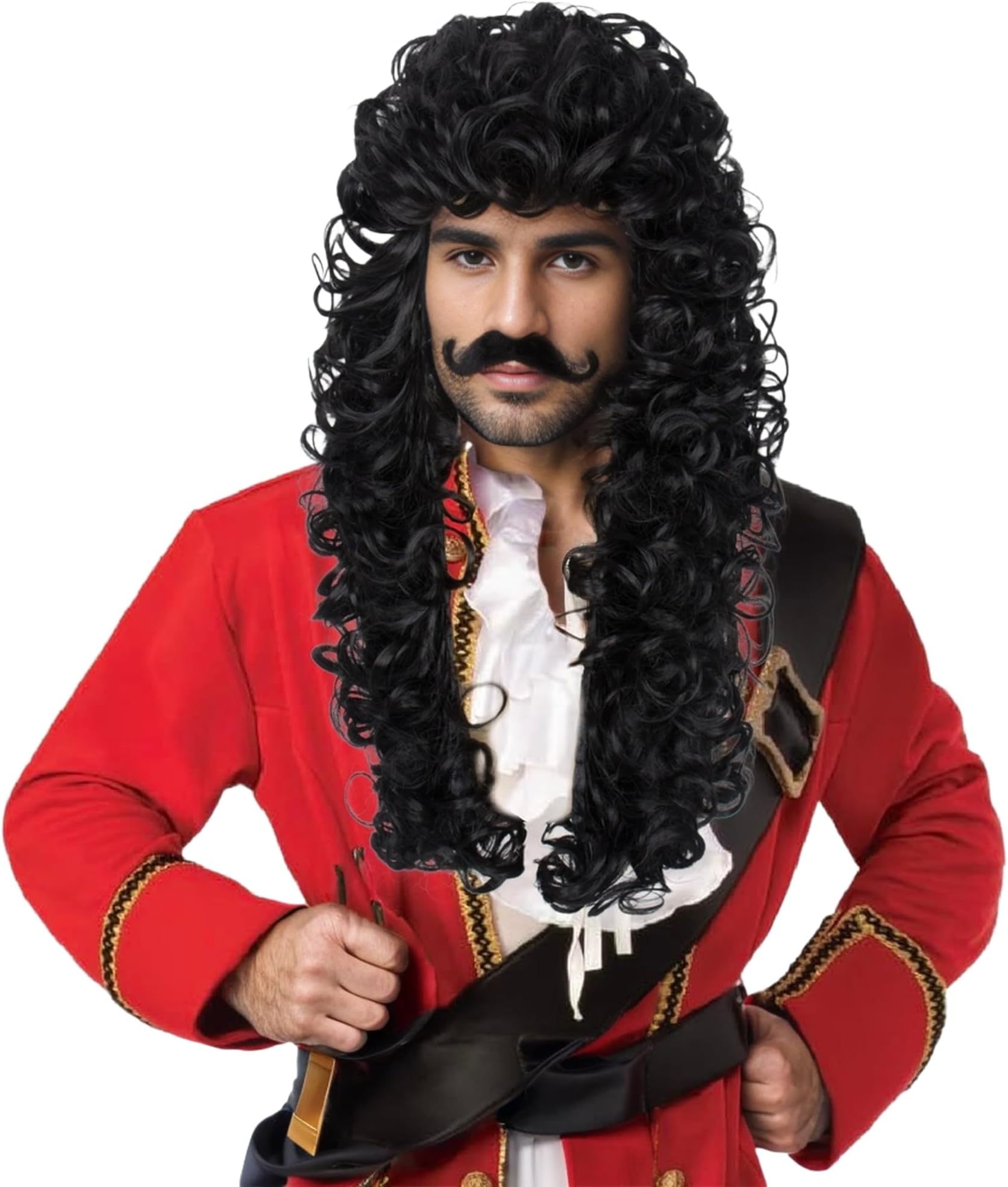 Amazon.com: Miss U Hair Men Pirate Costume Wig for Adult Long Curly ...