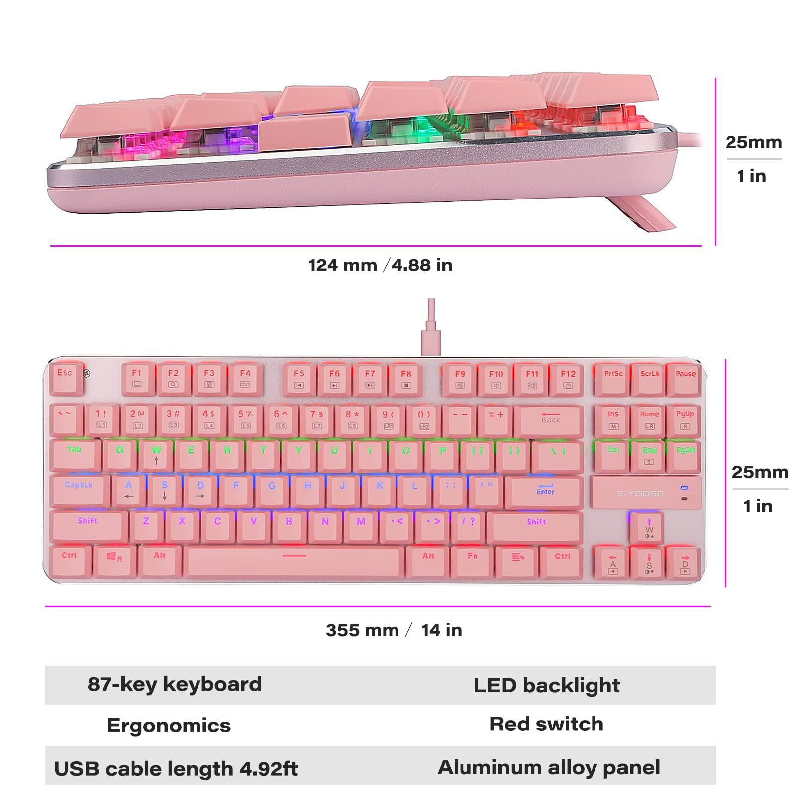 Snapklik.com : DEANEEK Mechanical Keyboard 87 Keys Small Compact ...