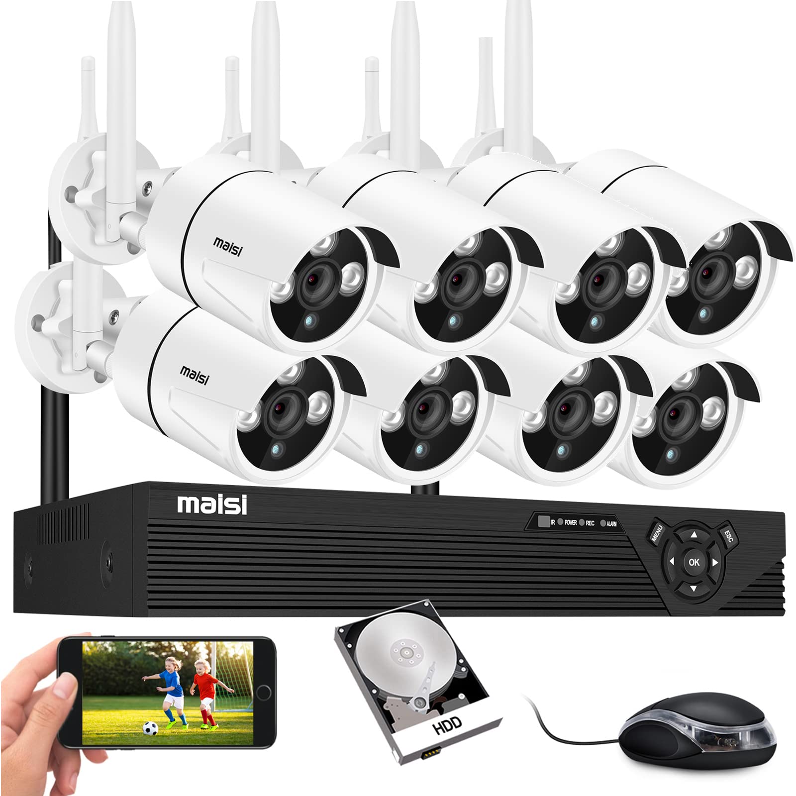 Buy maisi 3MP Wireless Security Camera System, 8 Channel NVR CCTV ...
