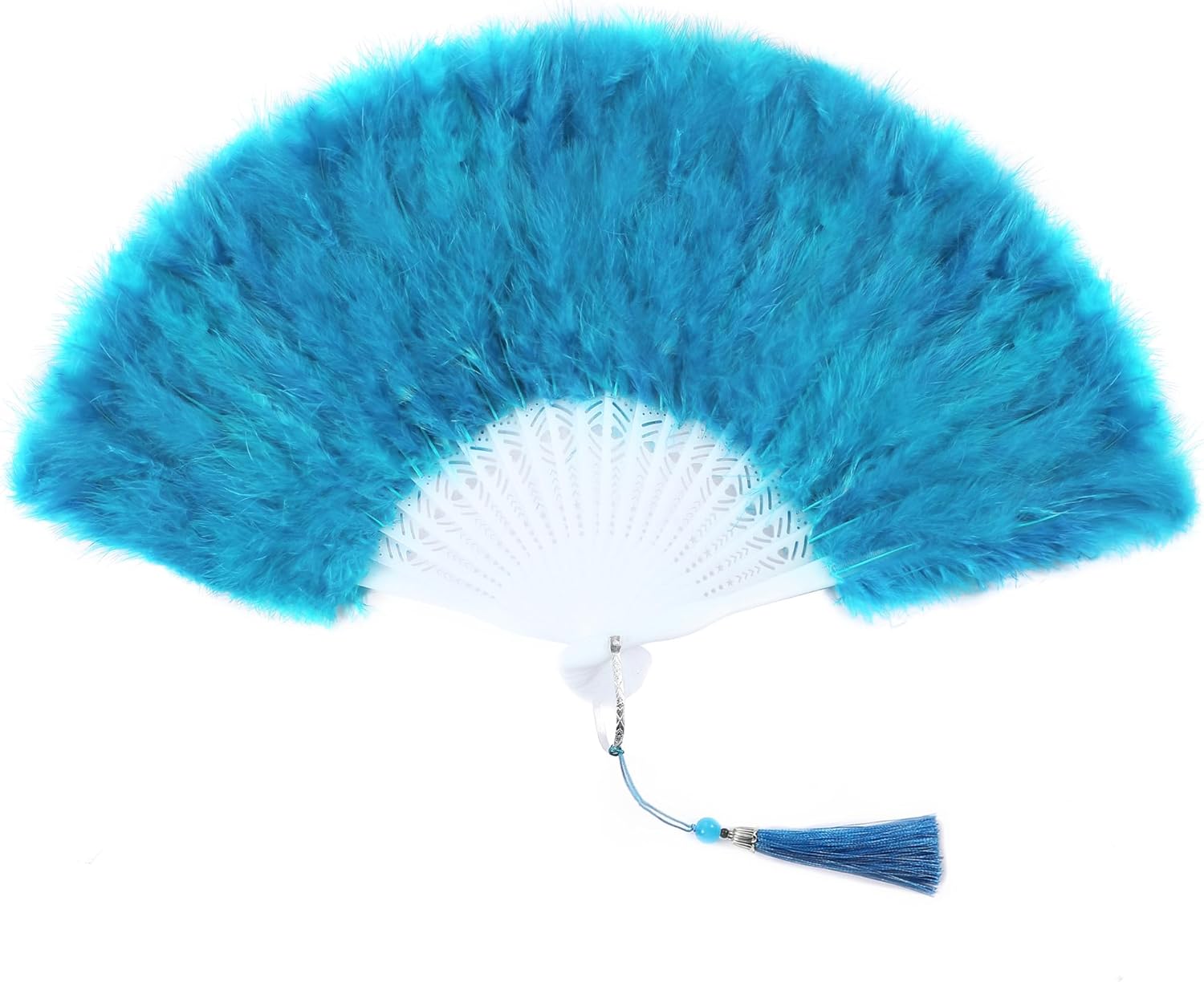 Amazon.com: SOGUGOM Marabou Blue Feather Fan - Kitana Fan,Renaissance ...