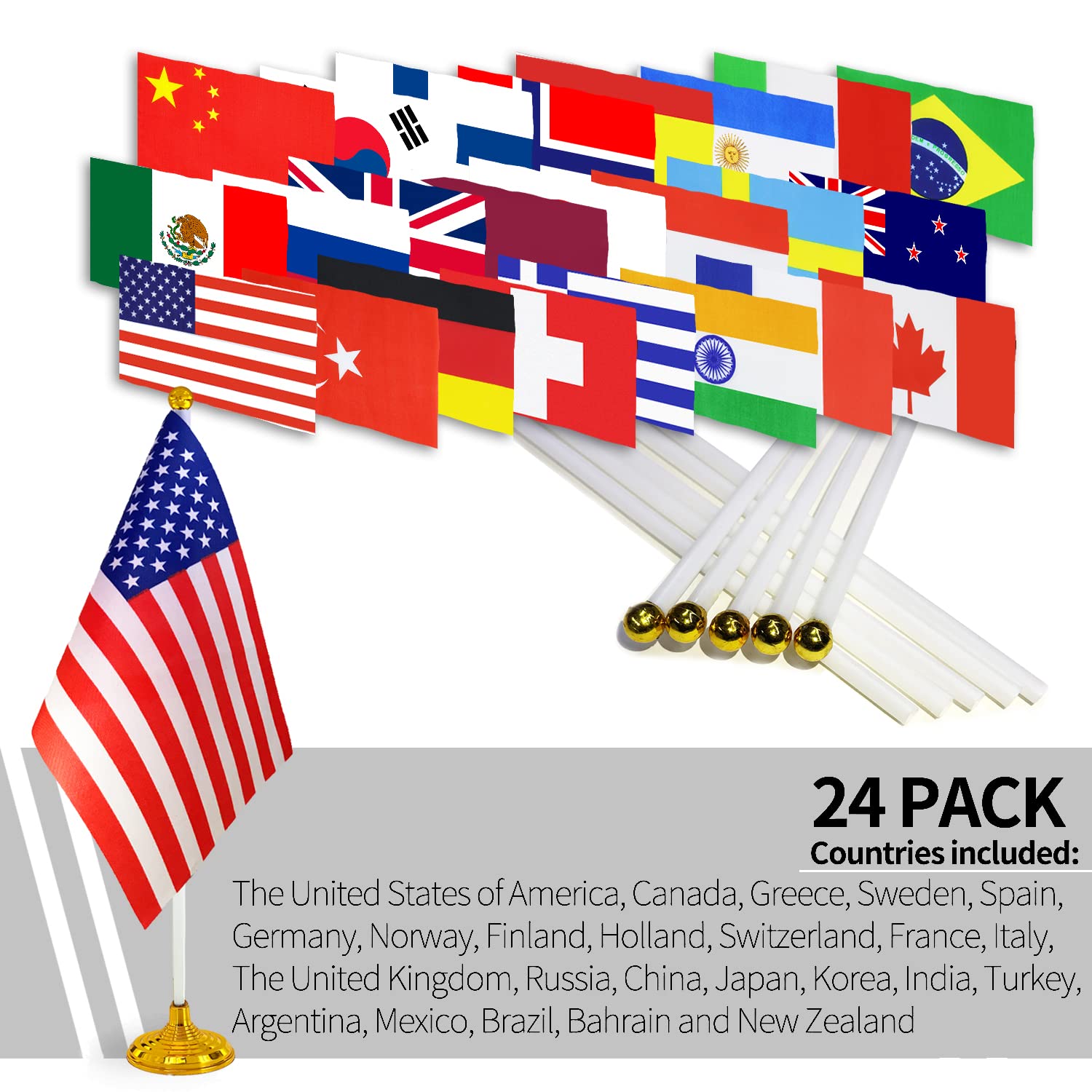 Snapklik.com : WXTWK 24 Pack Countries Flag World National Table Flag ...