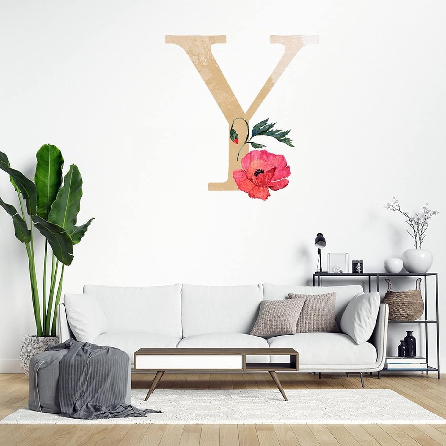 Amazon.com: Funlucy Vinyl Wall Stickers Monogram Initial Letter Y Wall ...