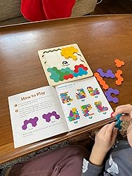 Amazon.com: Coogam Wooden Tangram Puzzle, Color Shape Pattern Jigsaw ...
