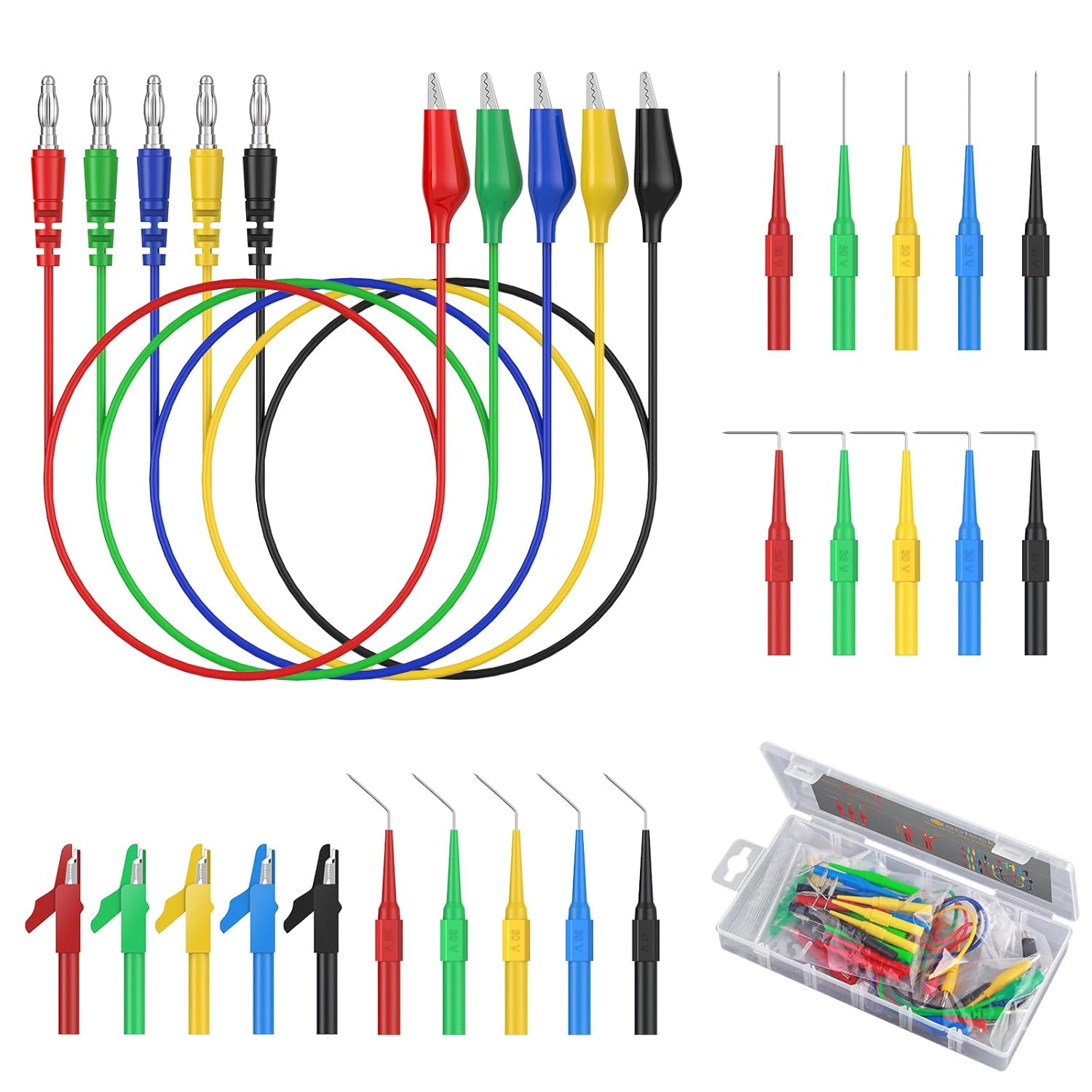 Neoteck 25PCS Back Probe Test Lead- 15PCS Back Probe Pins + 5PCS Banana ...