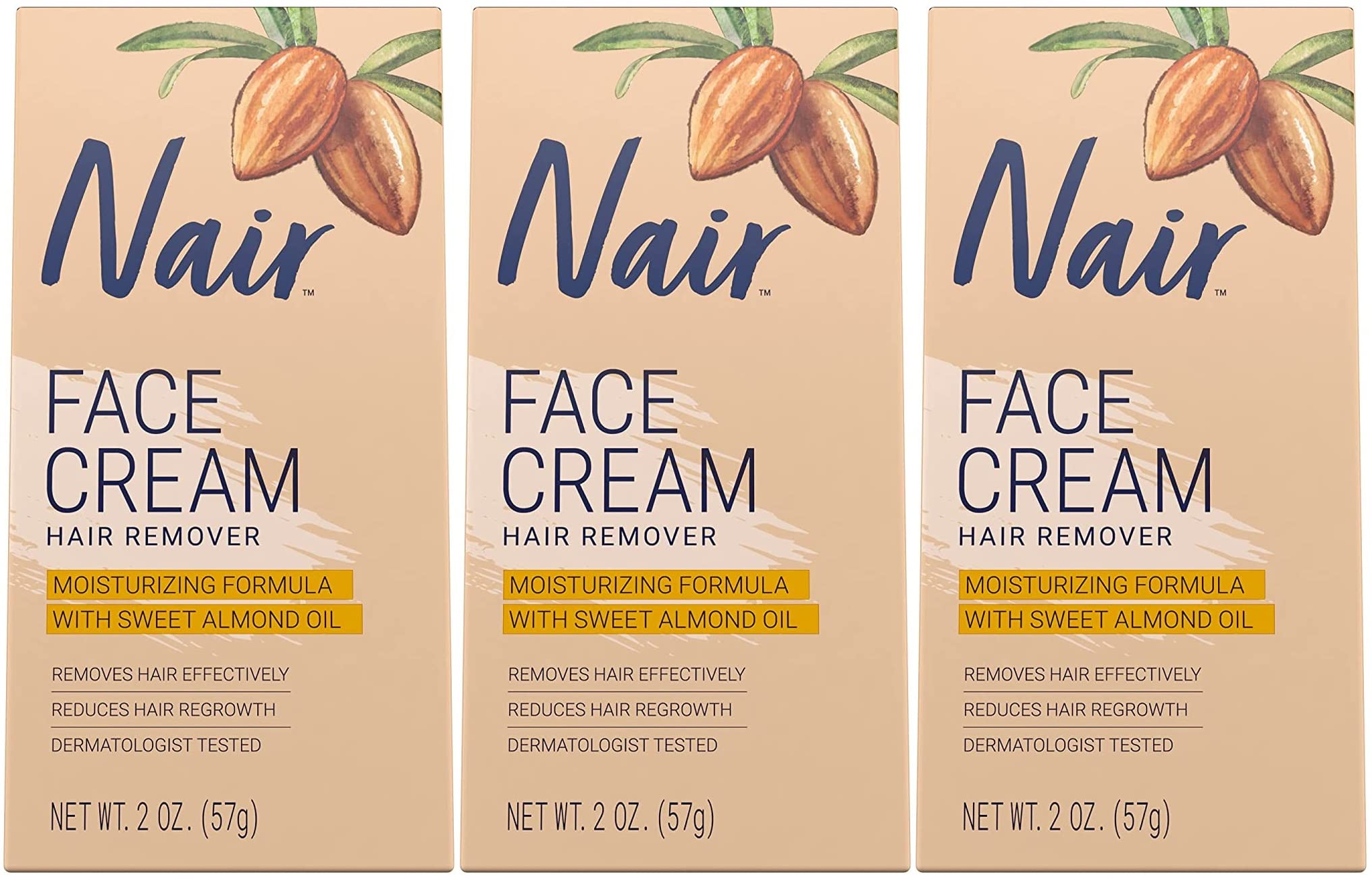 Amazon.com : Nair Hair Remover Face Cream, 2 Oz, Pack of 3 : Beauty ...