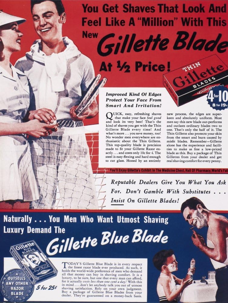 Amazon.com: Gillette Razor Ad 1939 Namerican Magazine Advertisement ...