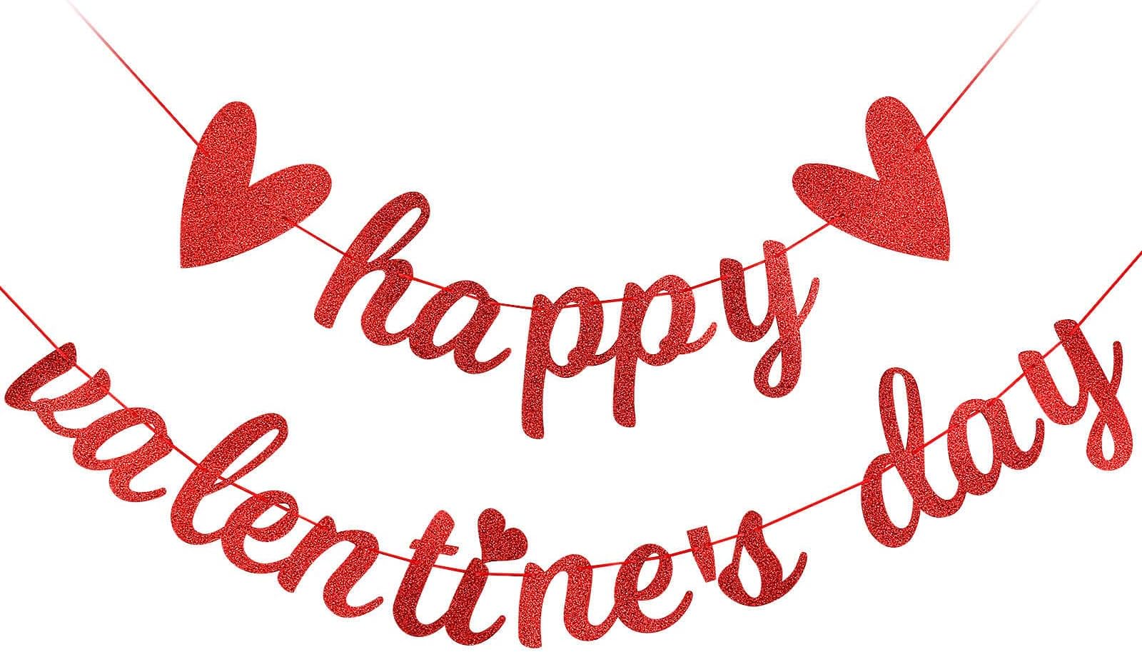 Amazon.com: Probsin Valentines Day Banner 120" x 20" Decorations Yard ...