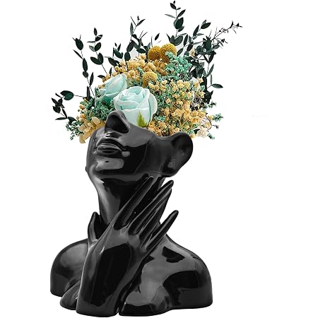 Amazon.com: Flower Vase for Decor Black Ceramic Face Vase for Flowers ...