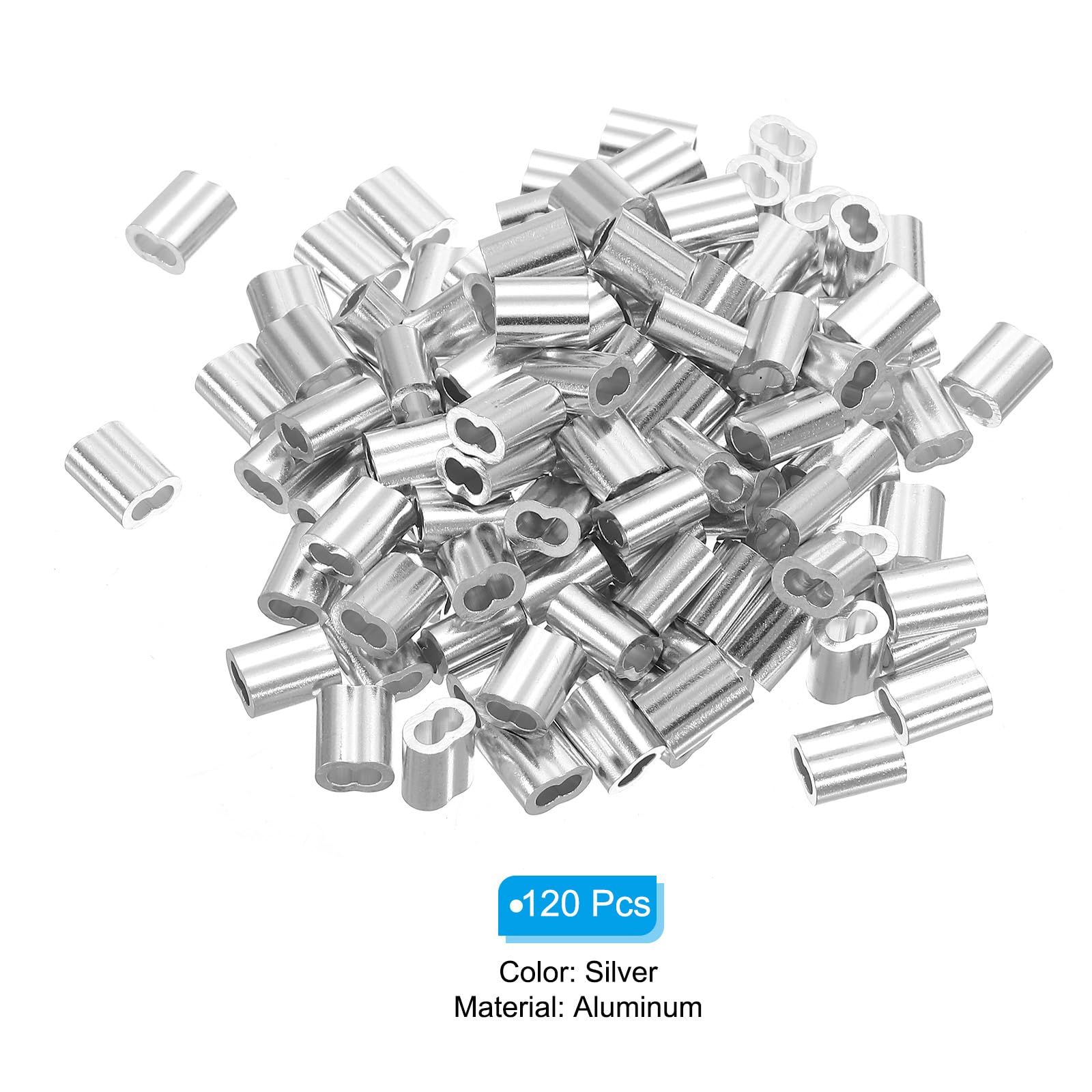 OIIKI 300pcs Aluminum Crimping Loop Sleeve 5/64 Inch(2mm), Wire Rope