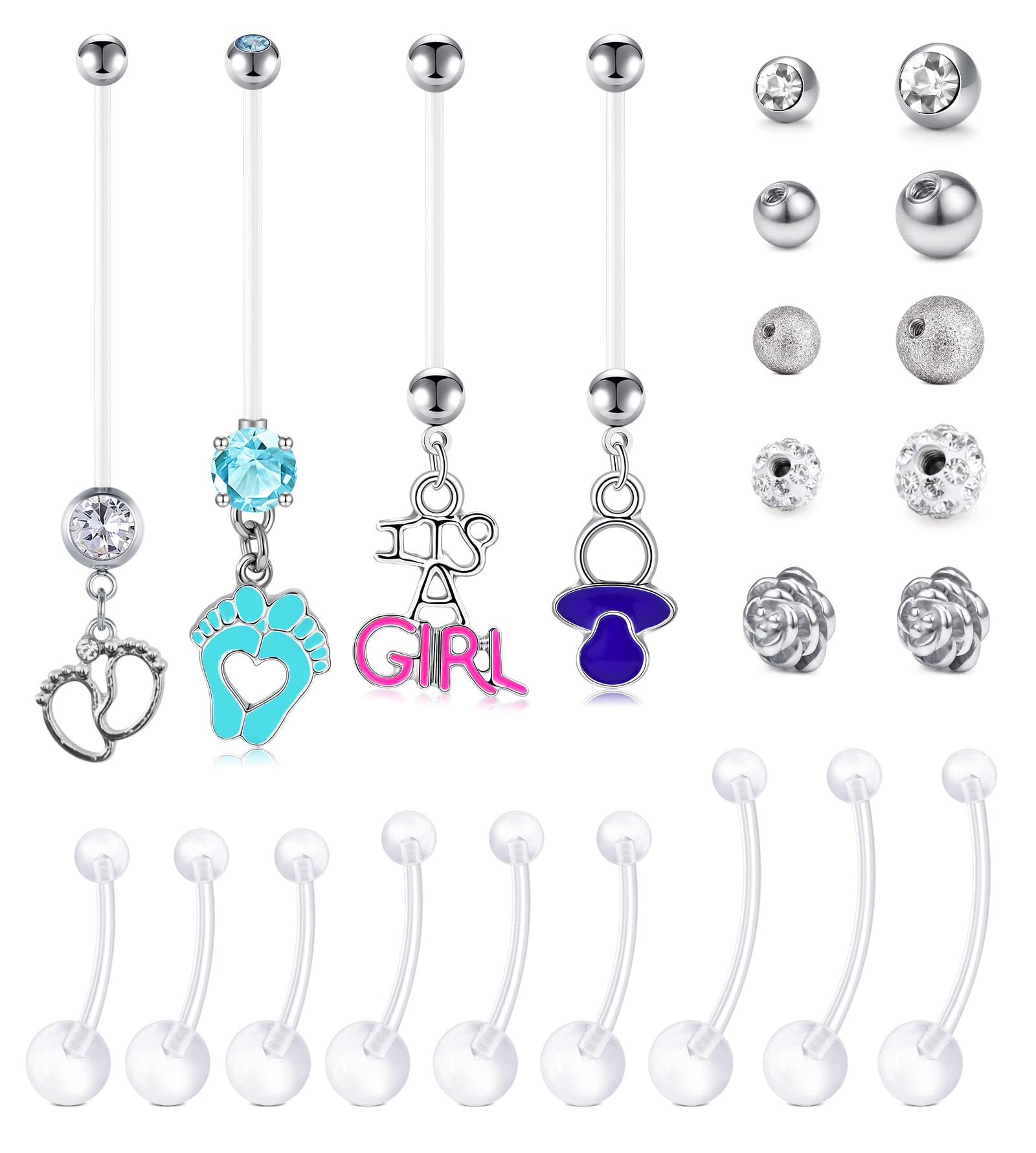 Amazon.com: Anicina Pregnancy Belly Button Rings 14G Plastic Belly ...