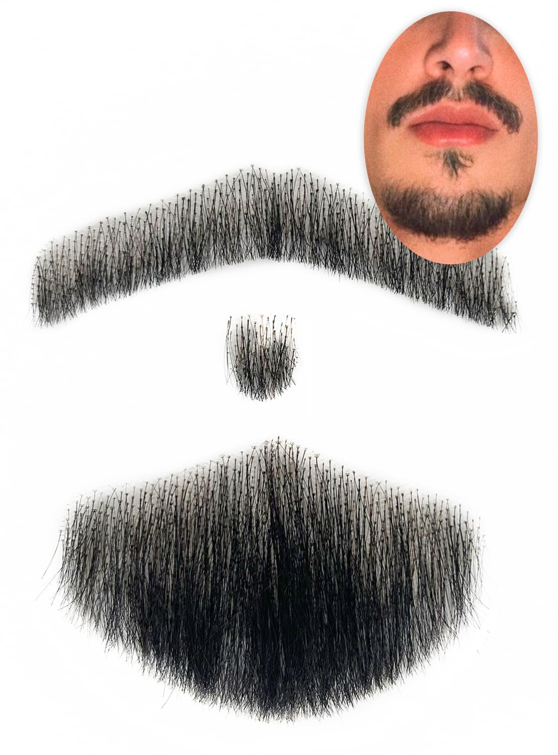 Amazon.com : amuso Fake Beard Realistic 100% Human Hair Full Hand Tied ...