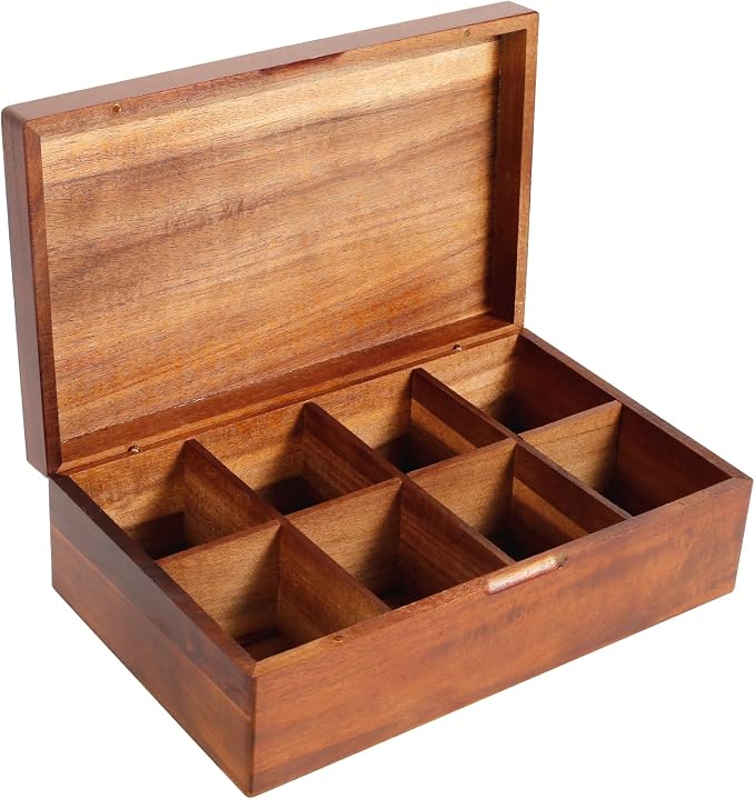 Acacia Tea Bag Organizer with Lid, Elegant Tea Packet Store Box, Sugar ...