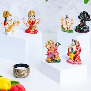 Set of 6 Mini Hindu God Statues, Indian God Figurines, Hinduism ...