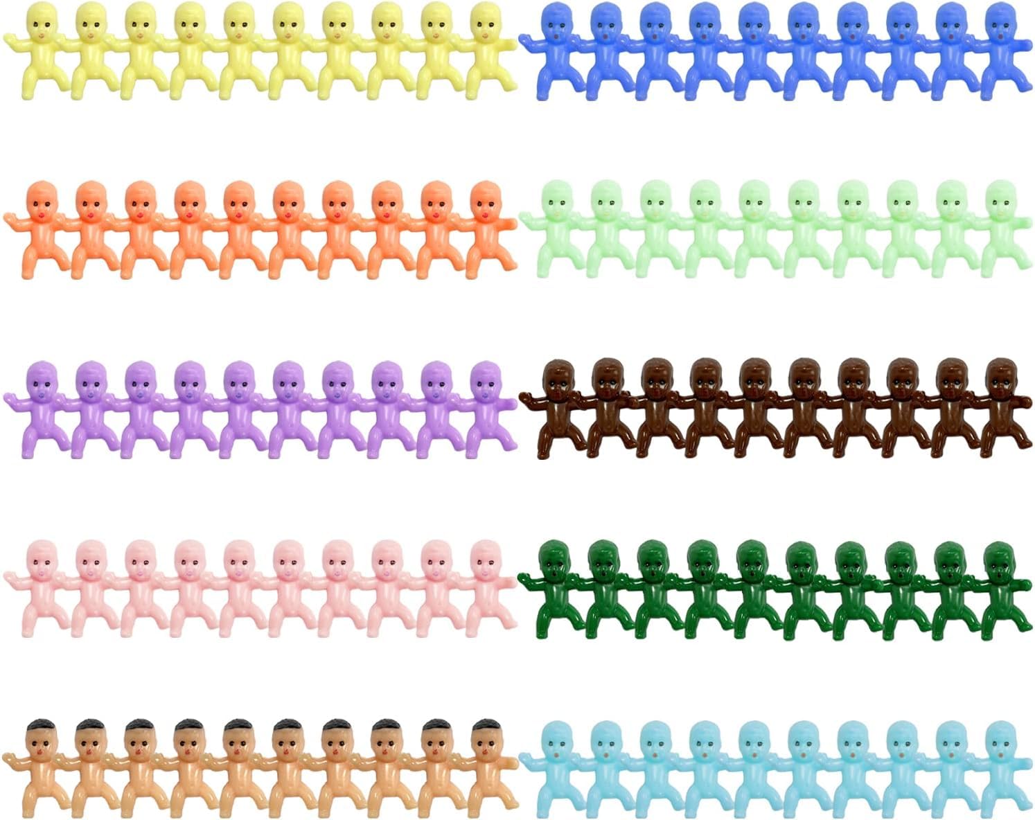 LINXINS 100 Pack Tiny Plastic Babies Assorted Colors 1" Mini Baby Tiny ...