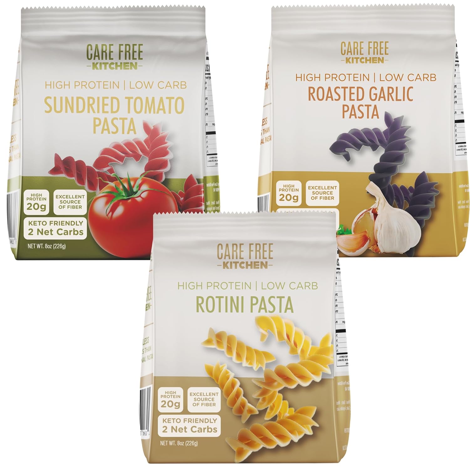 Amazon.com : Care Free Kitchen Rotini Keto Pasta Noodles Variety 3-Pack ...