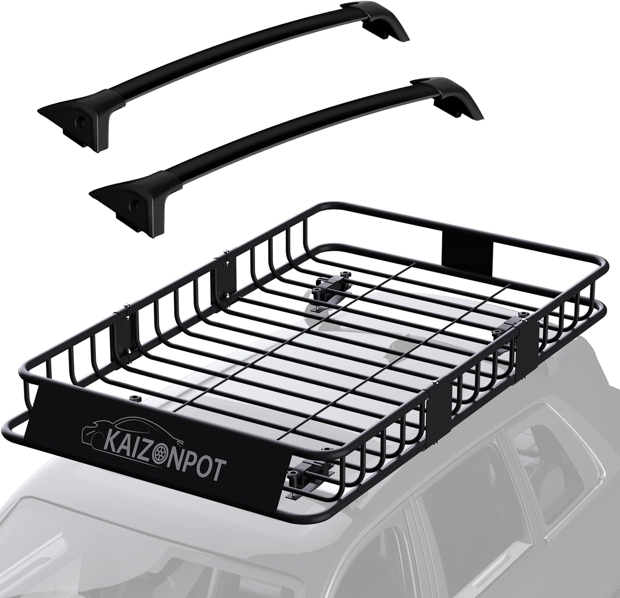 Amazon.com: KAIZONPOT Roof Basket with Cross Bars Compatible with ...