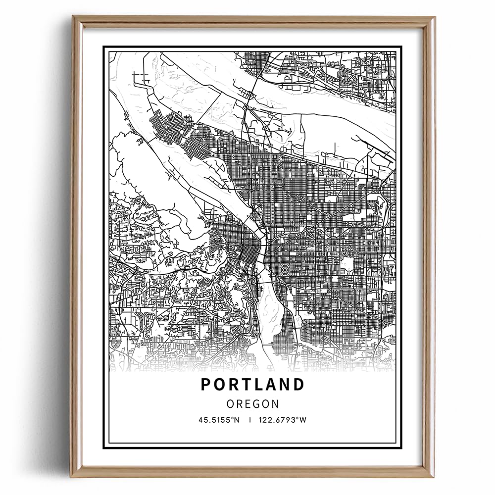 Amazon.com: Portland Oregon Poster - Minimalist Black White Wall Art ...
