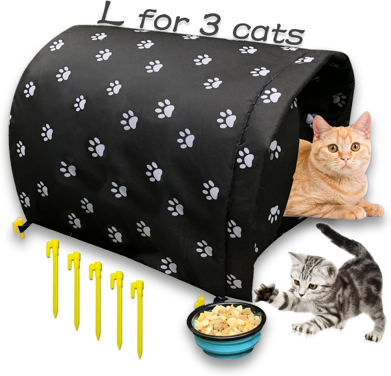 Size L Cats Shelter Big for 3 Adult Cats Outdoor Feral Cat House for ...