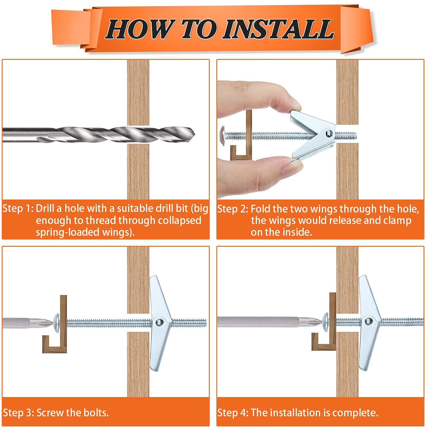 Snapklik.com : Camtek 24PCS Toggle Bolt And Wing Nut Set, Hollow Wall ...