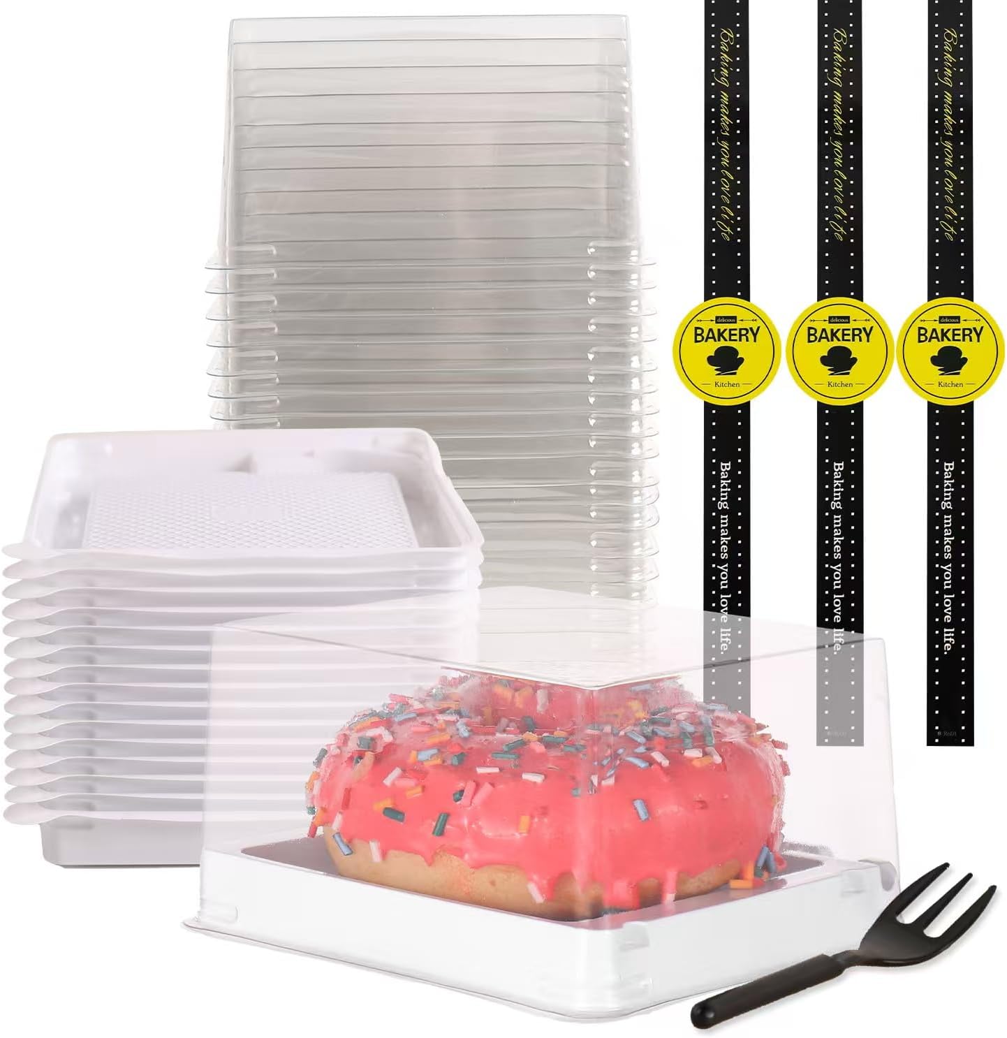 Amazon.com: 30 Pcs 4.3 Inch Mini Cake Box, Clear Plastic Mini Cake ...