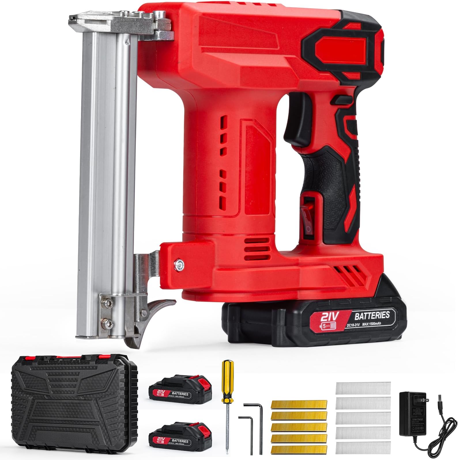 Amazon.com: Excecar 18GA Electric Nail Gun + 2 Battery Powered, 2 in 1 ...