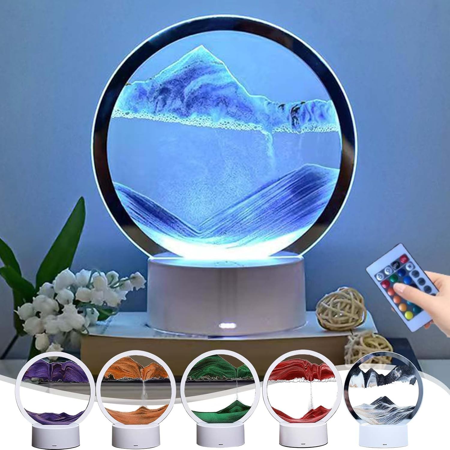 Amazon.com: 3D Moving Sand Art Liquid Motion Table Lamp, 360° Rotating ...
